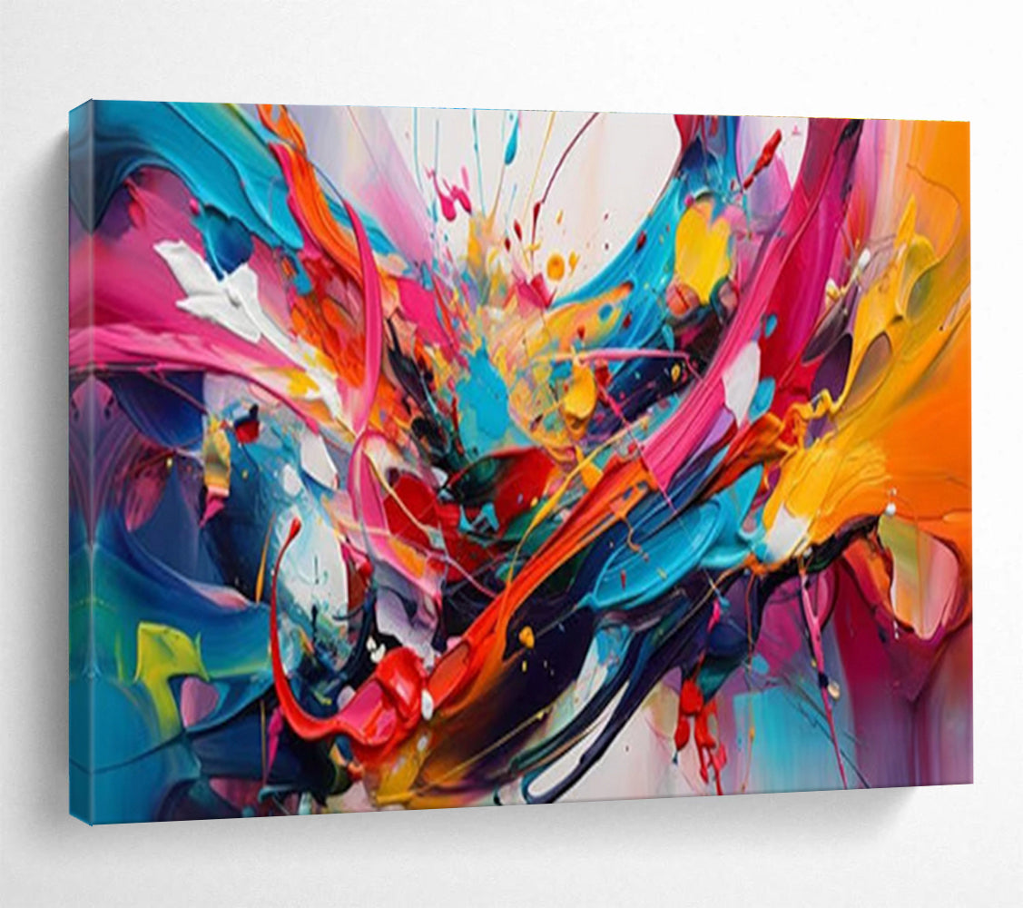 Dynamic Color Splash Abstract Painting on Canvas - “Color Explosion” D ...