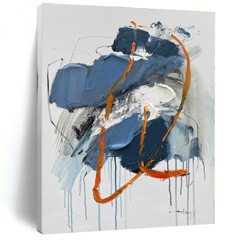 Large - Scale Blue - Orange Abstract Art for Modern Gallery & Edgy Off ...