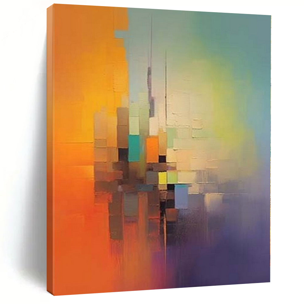 Large - Scale Hand - painted Color - Blocked Urban Abstraction Acrylic ...