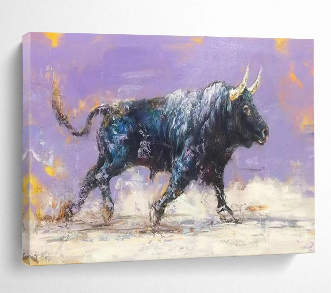 Hand - painted Expressive Bull Painting Acrylic Art for Bold Home Offi ...