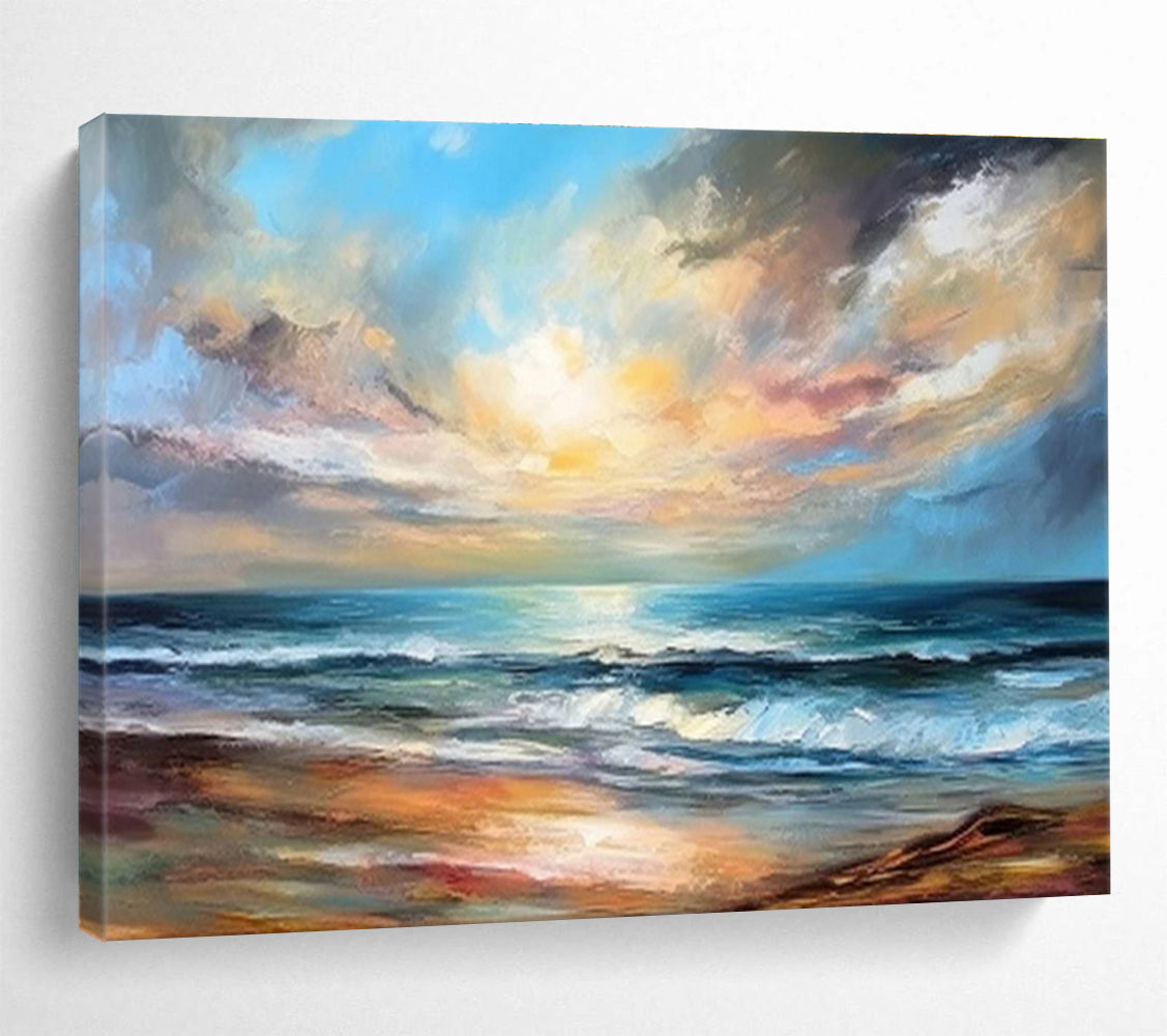 Colorful Seaside Sunset Abstract Art for Coastal Living Room & Relaxin ...