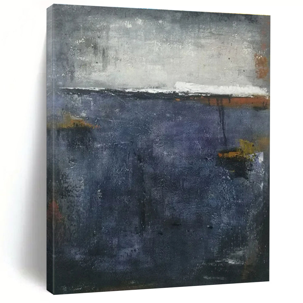 Dark Blue Abstract Horizon Art for Contemporary Bedroom & Intimate Win ...