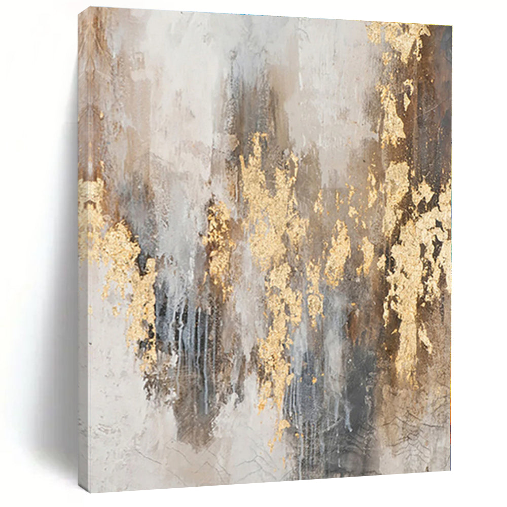 Gray and Gold Abstract Drips Acrylic Art - Great for Glamorous Hotel S ...