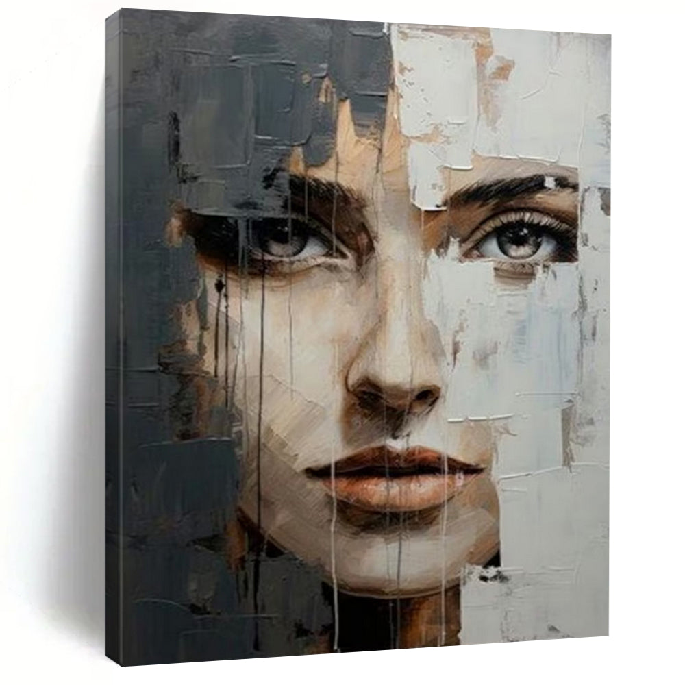 Textured Abstract Portrait, Layered Paint Fragmented Art for Avant - G ...
