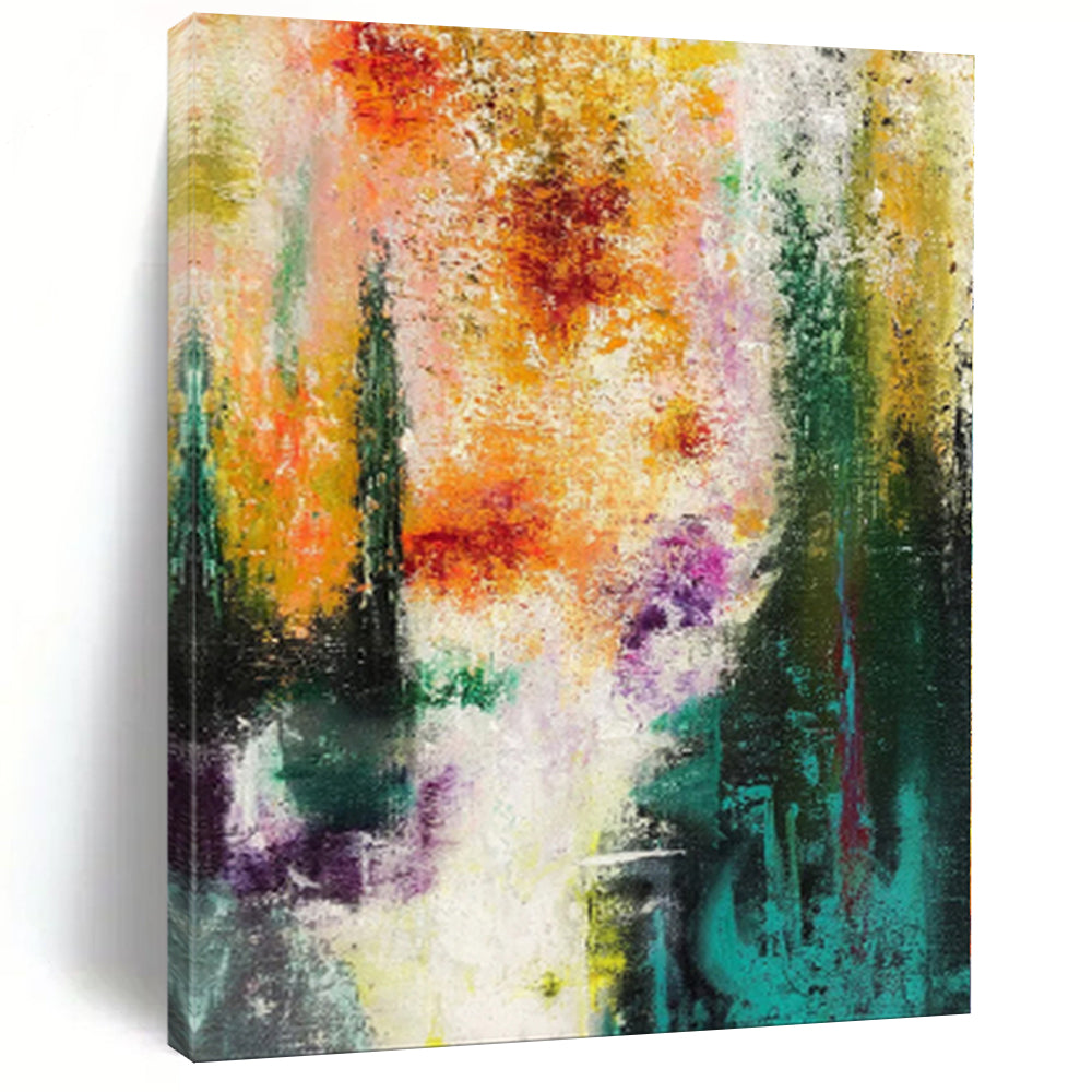 Hand - painted Extensive Vibrant Abstract Forest Scene Acrylic Art for ...