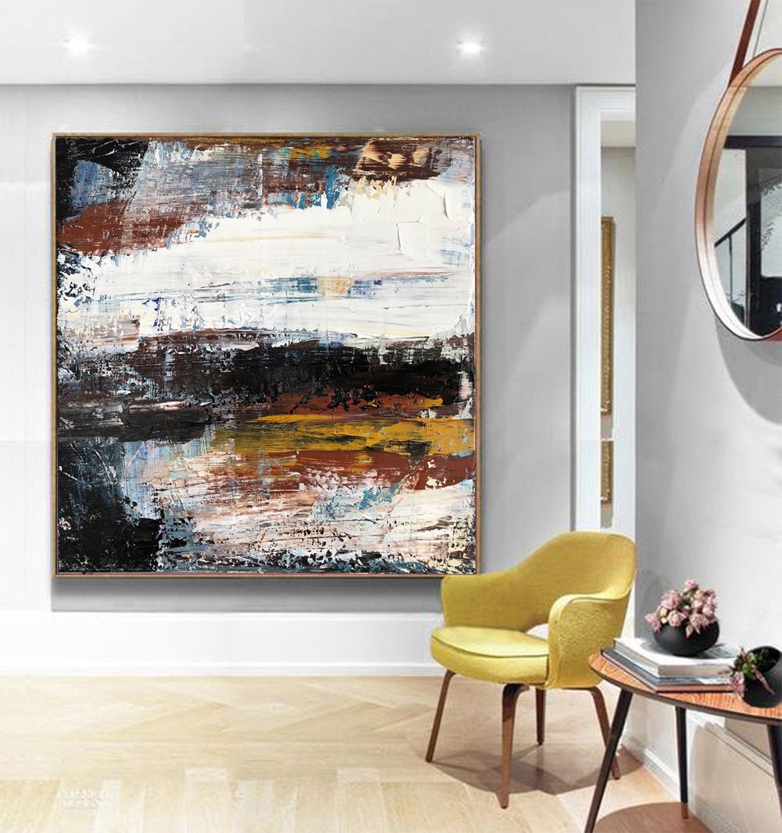 Colorful Artwork White Wall Art Abstract Painting Oversized Painting S ...