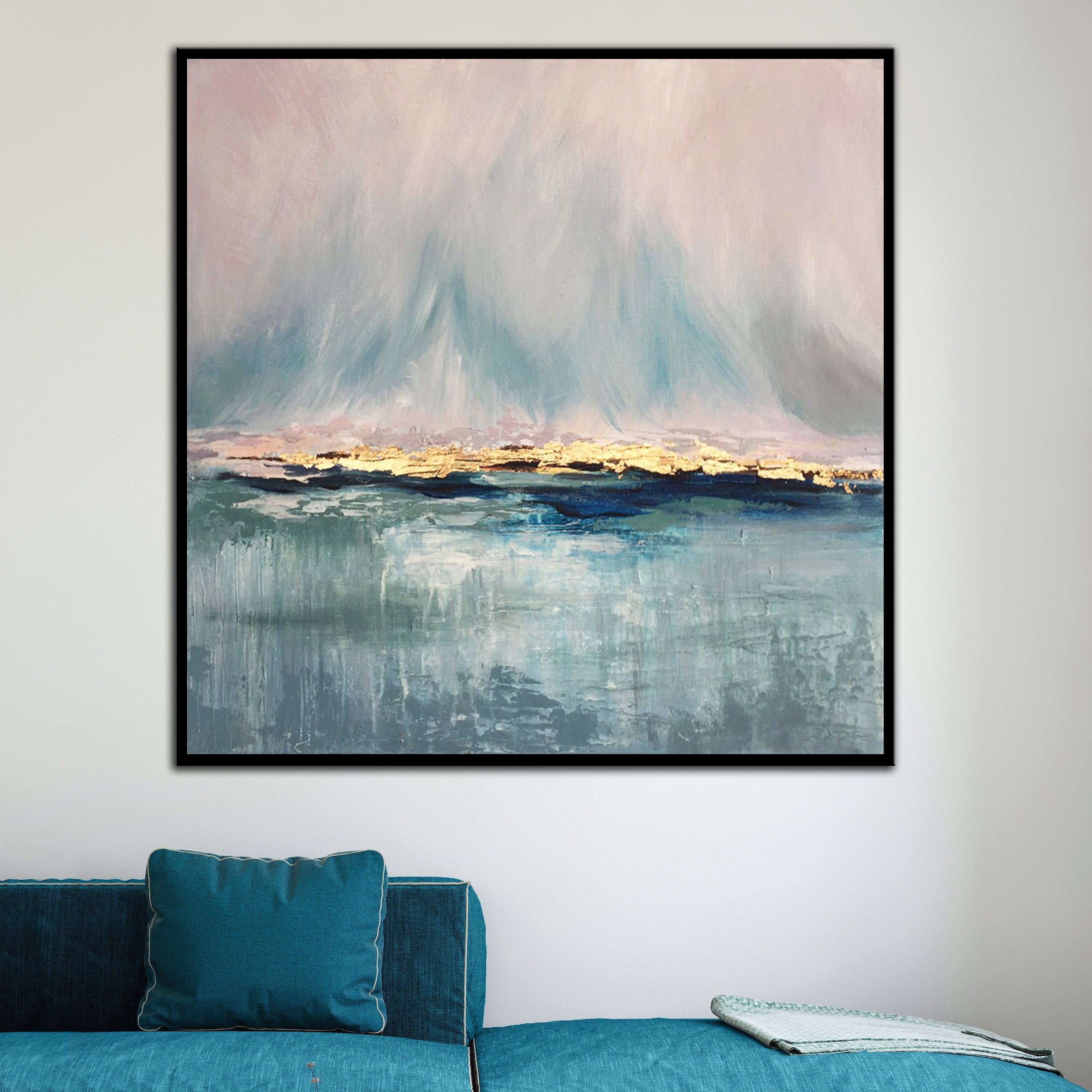 Grey Gold Leaf Wall Art Large Abstract Landscape Painting Sp043 – Extra ...