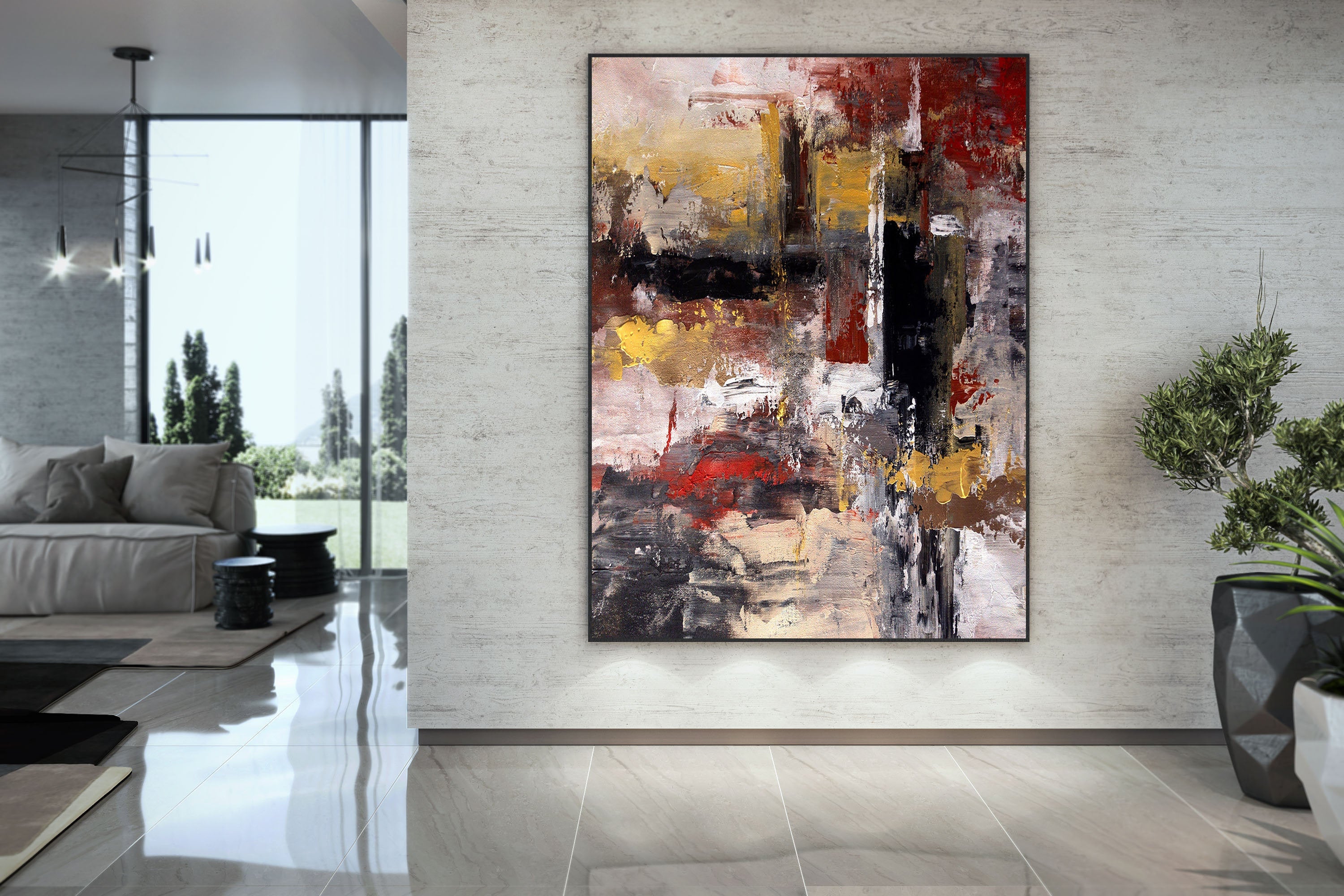 Red Brown Grey Contemporary Abstract Art Texture Wall Art Bp106 – Extra ...