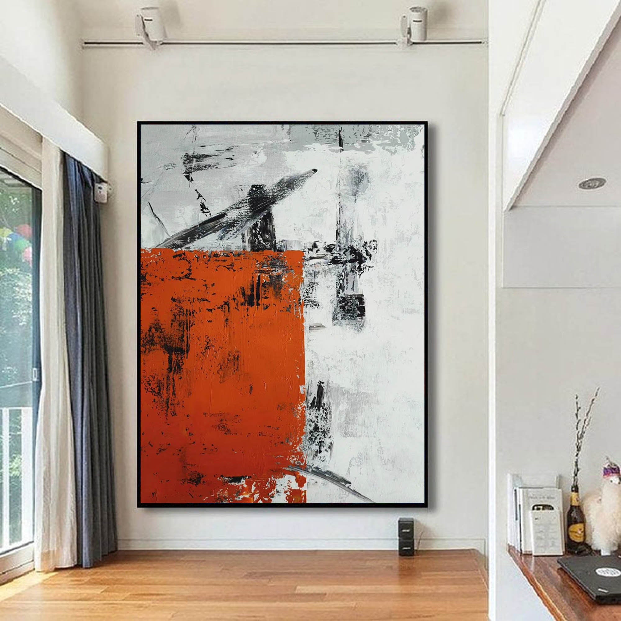Red Grey Abstract Painting Modern Abstract Painting Np084 – Extra Large ...
