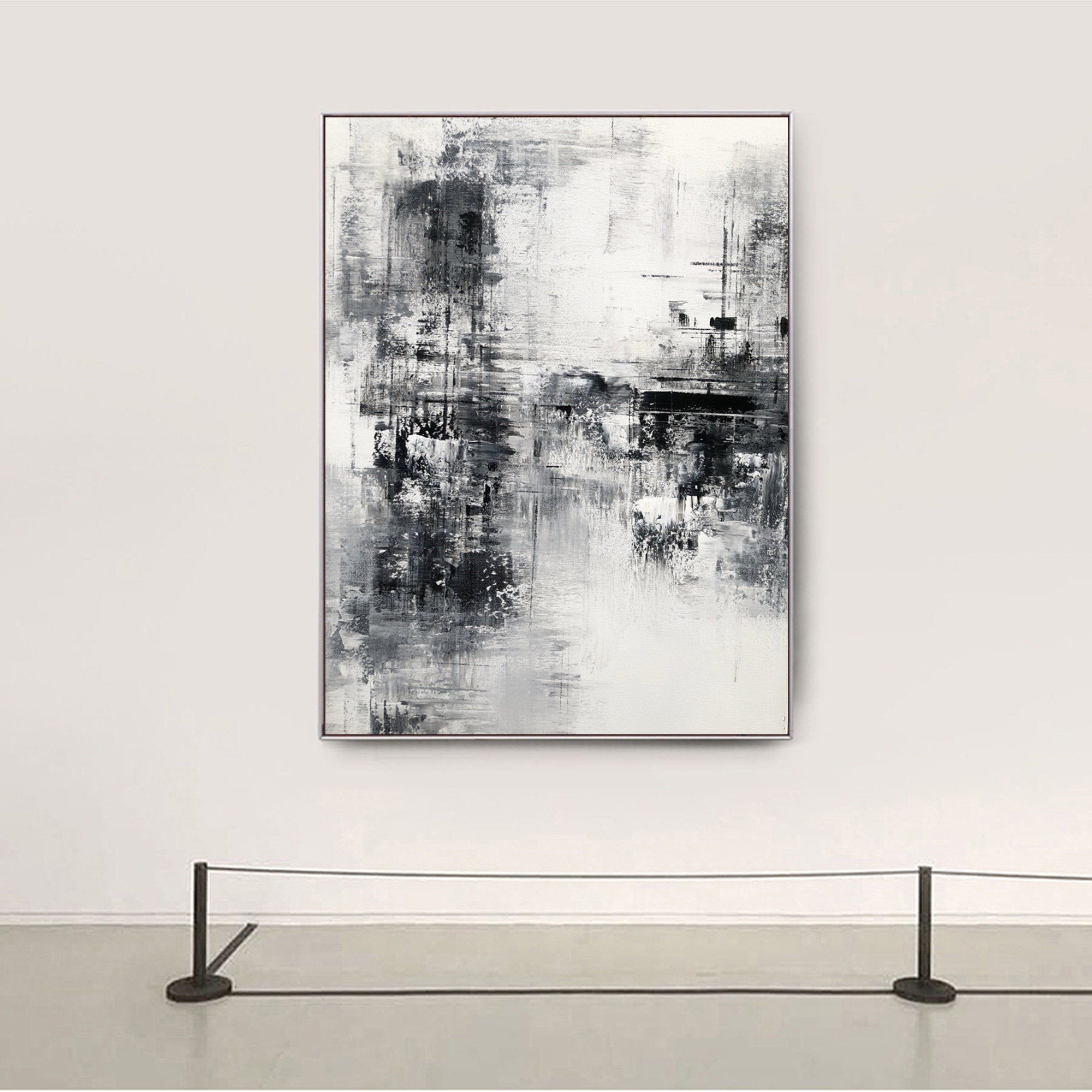 Minimalist Black And White Paintings Black White Grey Abstract Wall